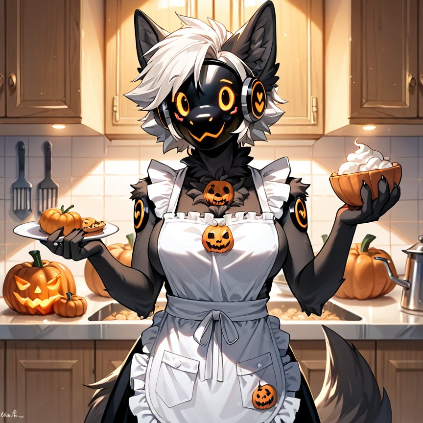 A Loving Protogen mom baking gingerbread | furry.ai