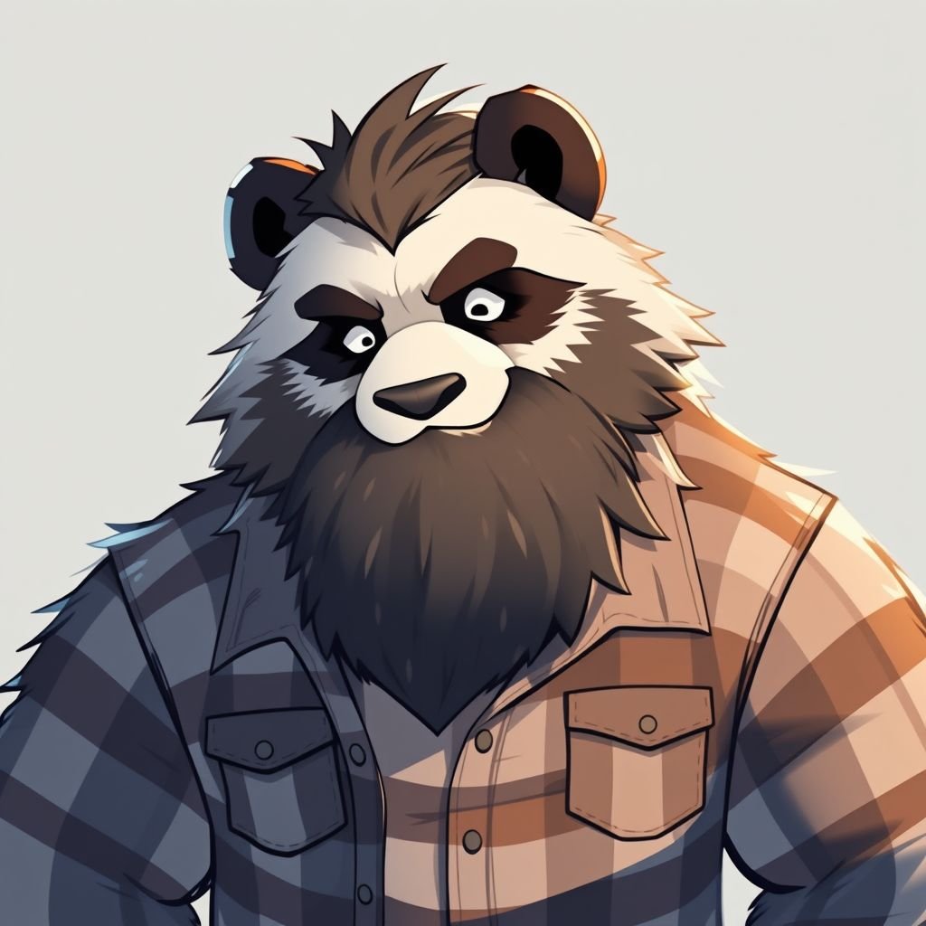A chubby panda with broad shoulders, | furry.ai