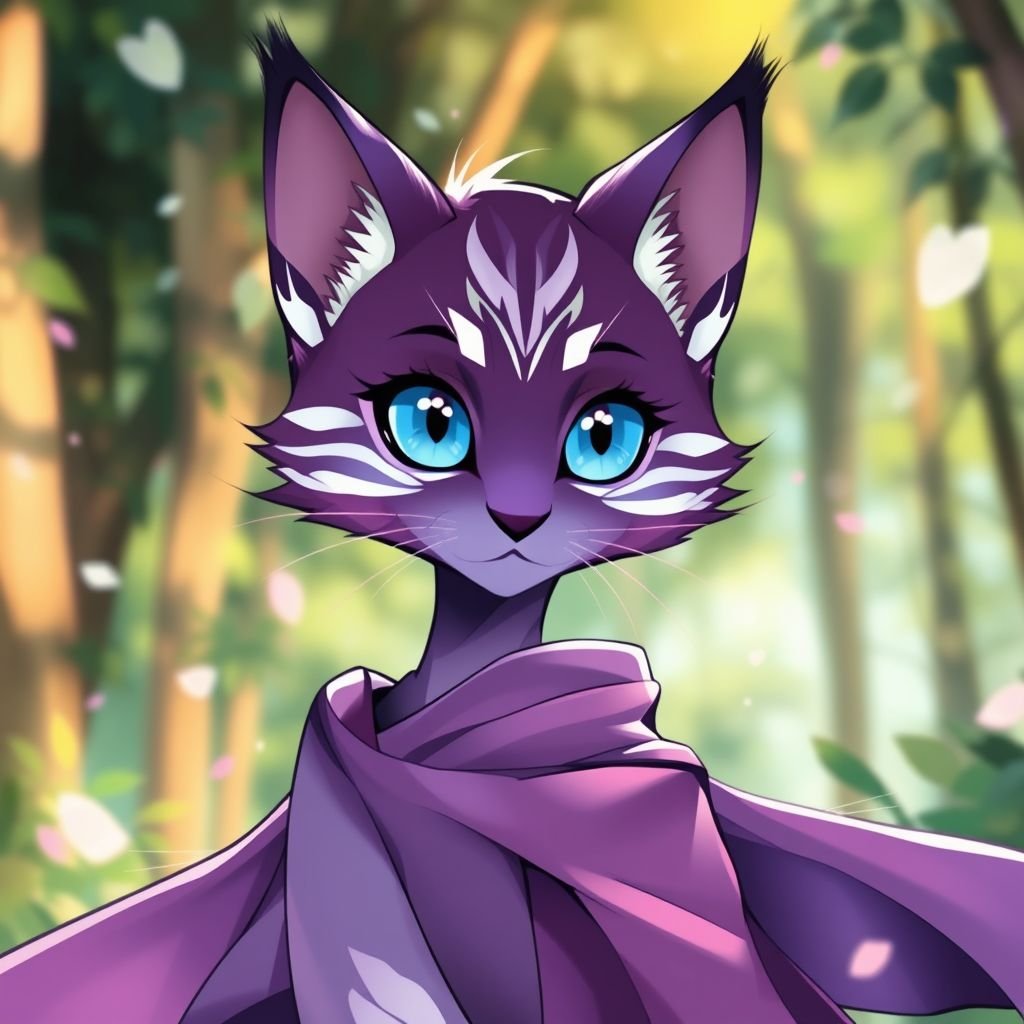 furry girl cat, purple color, blue | furry.ai