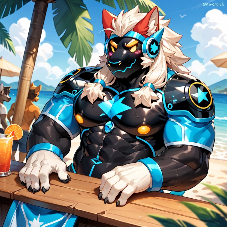 A hot muscular gay Protogen, sexually, | furry.ai