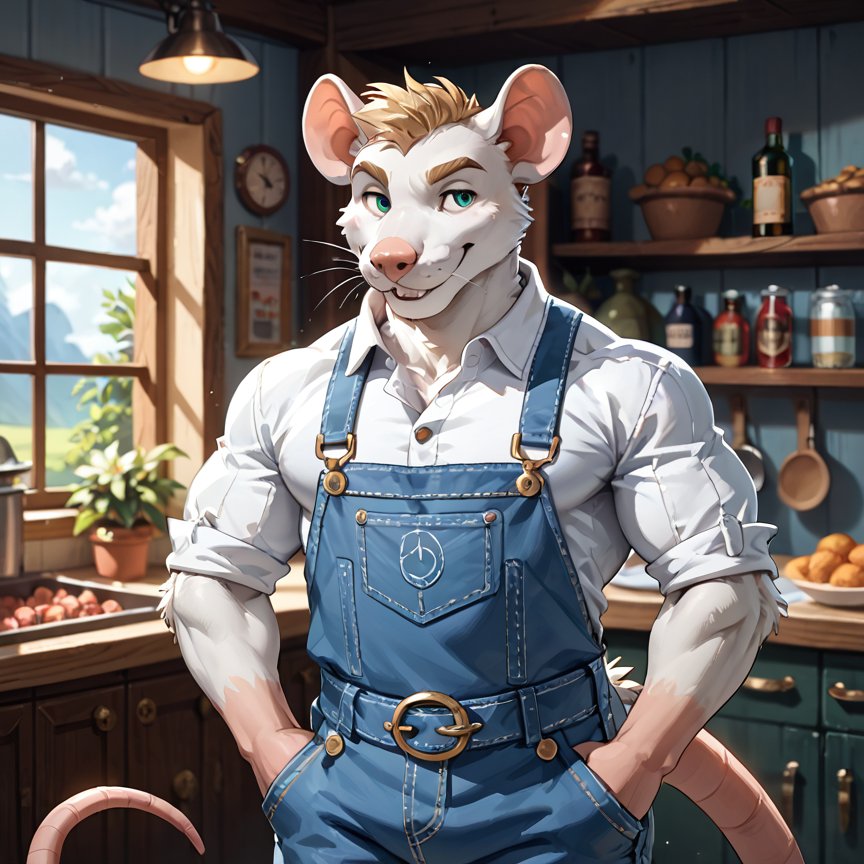 Male rat wearing overalls | furry.ai