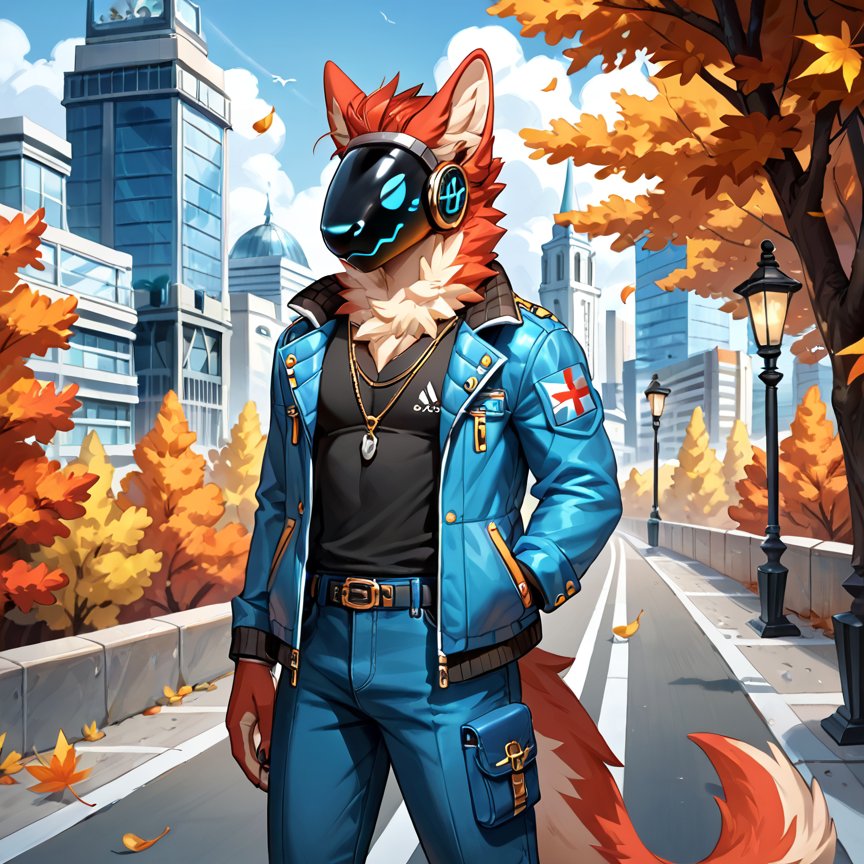 A male protogen, sci-fi, fashion, gay, | furry.ai
