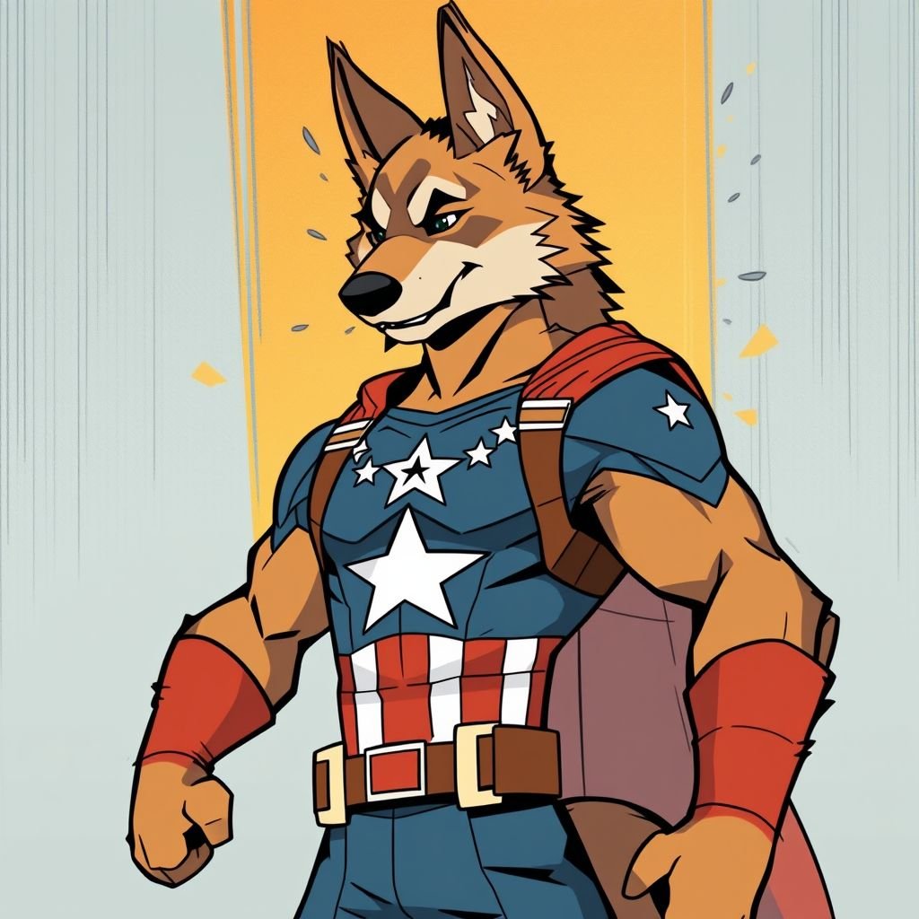 German Shepard male cosplaying as Captain | furry.ai