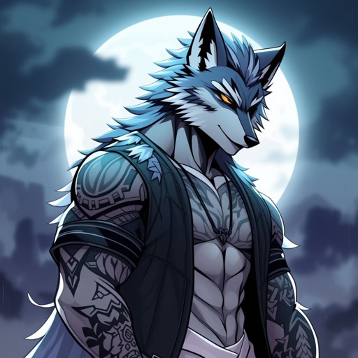 wolf male Muscular Cool | furry.ai