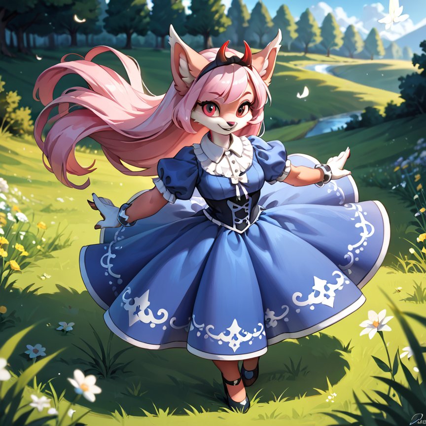 Luna with red eyes and grey | furry.ai