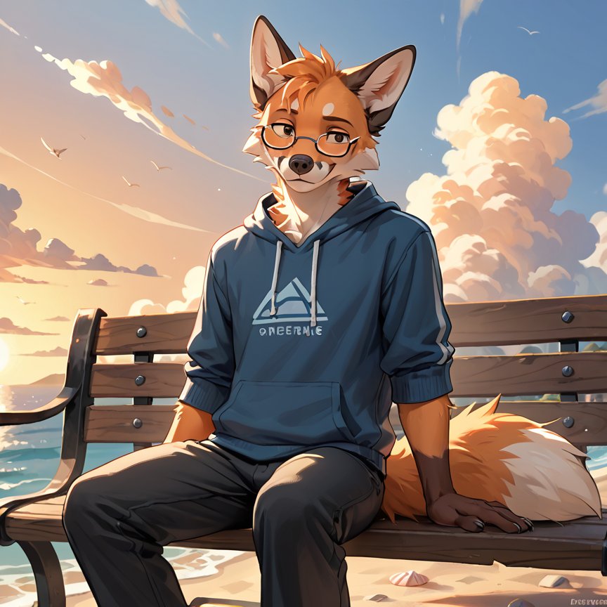 Male anthro fox orange fur looking | furry.ai