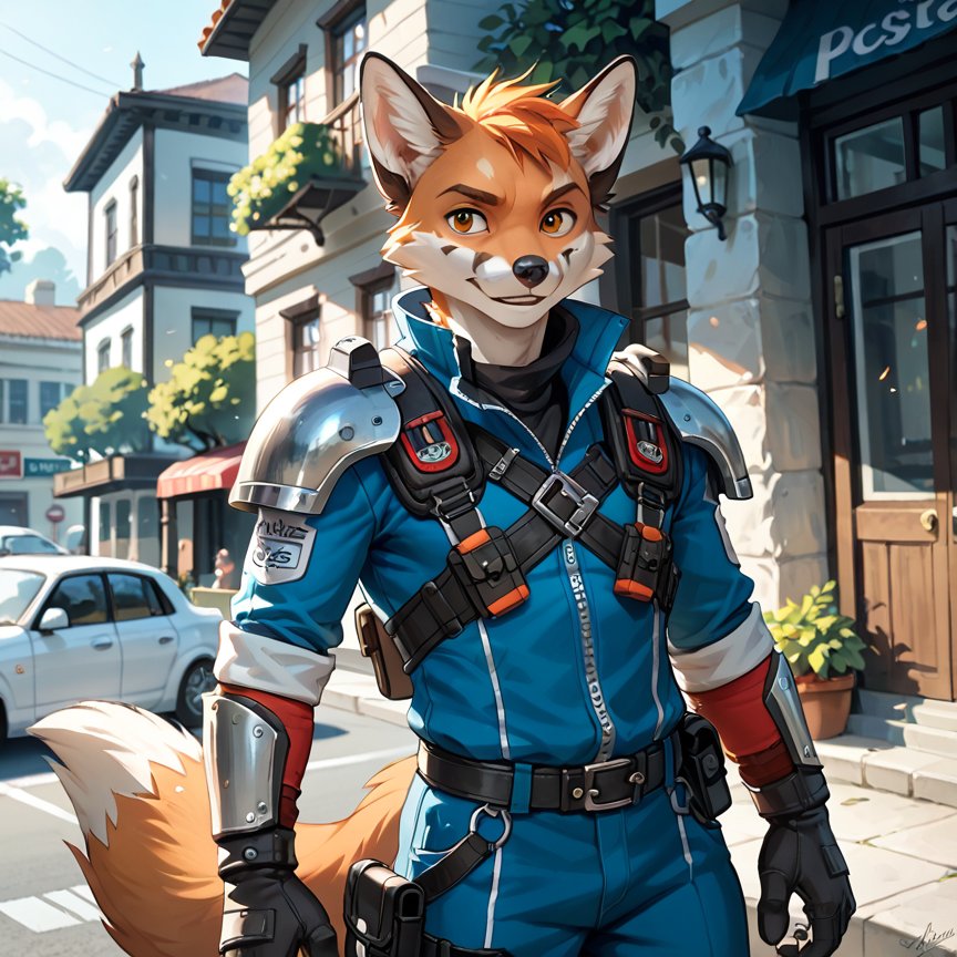 A young male fox dressed as | furry.ai