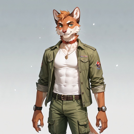 Male Twink Raven Wearing Green Cargo Furry Ai