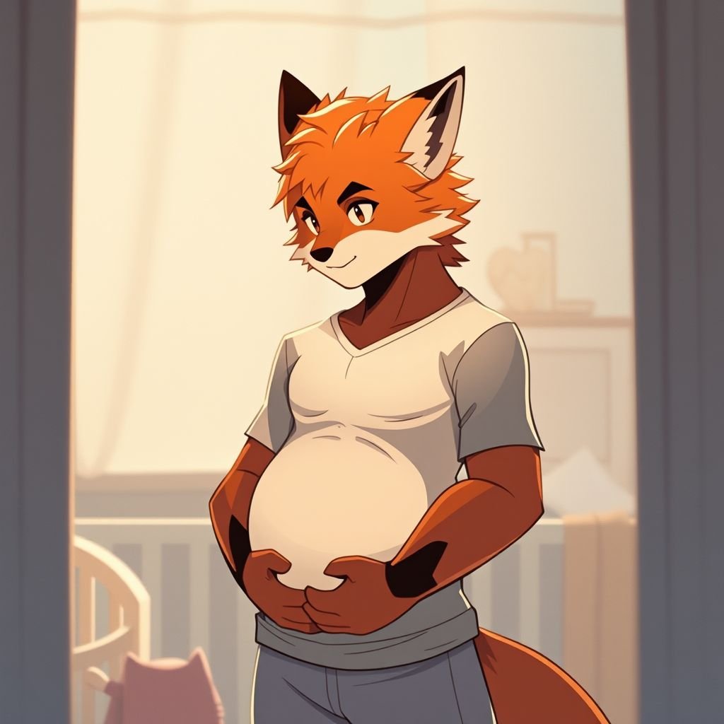 Dad pregnant furry male Fox | furry.ai