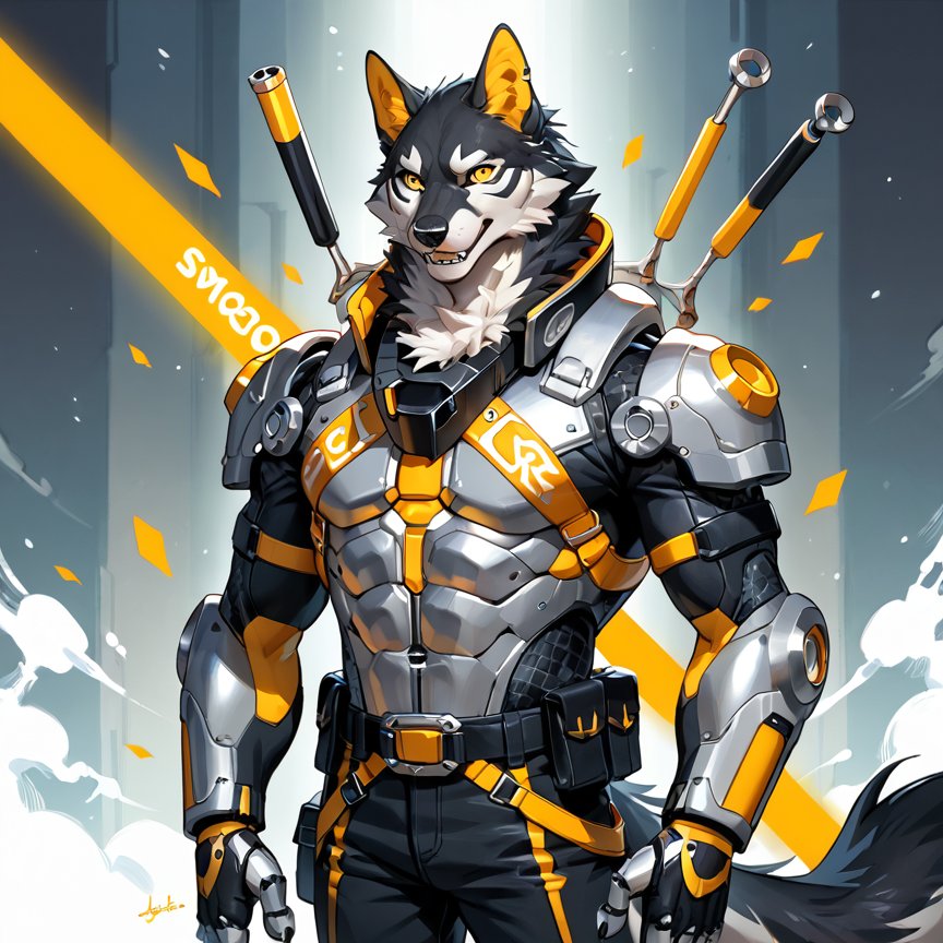 A full robotic black wolf with | furry.ai