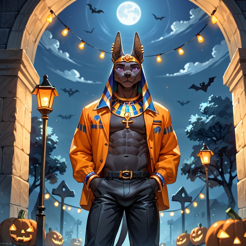 A well made male character, Anubis | furry.ai