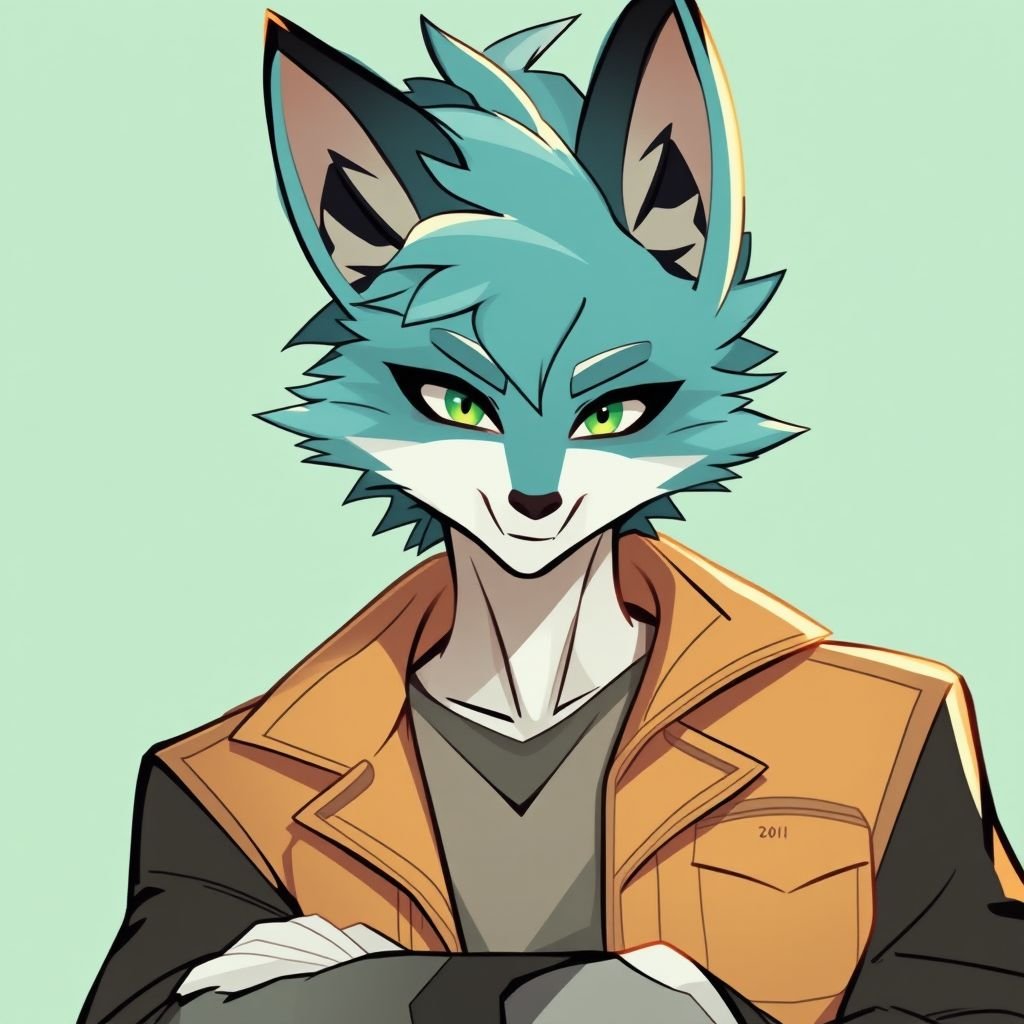 Hot blue male fox smirking | furry.ai