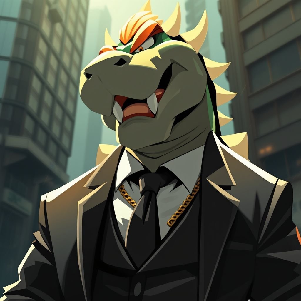 Bowser mafia boss in a suit | furry.ai