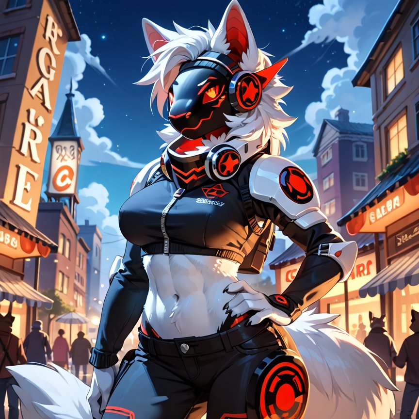 A busty thick tomboy Protogen looking | furry.ai