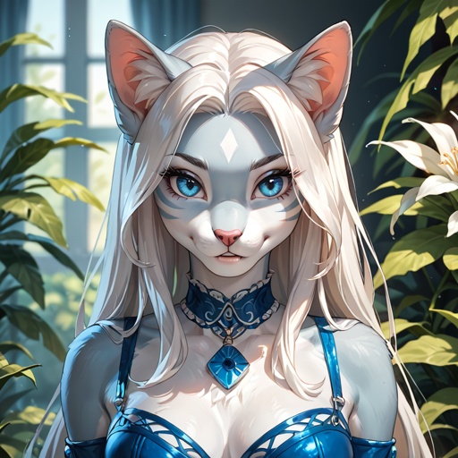 The Little Female Cat Wears White Furryai