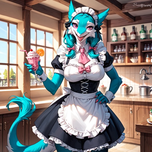 A female busty Sergal offering peppermint | furry.ai