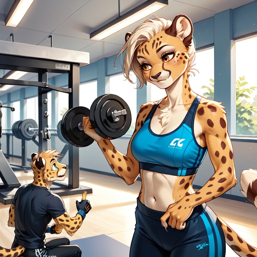 Anthro female cheetah, training an Anthro | furry.ai