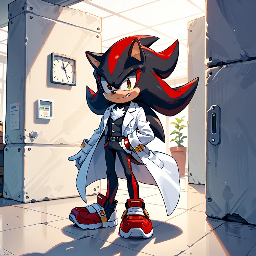 Shadow the hedgehog wearing a lab | furry.ai