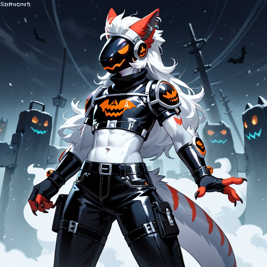 An attractive femboy goth Protogen with | furry.ai