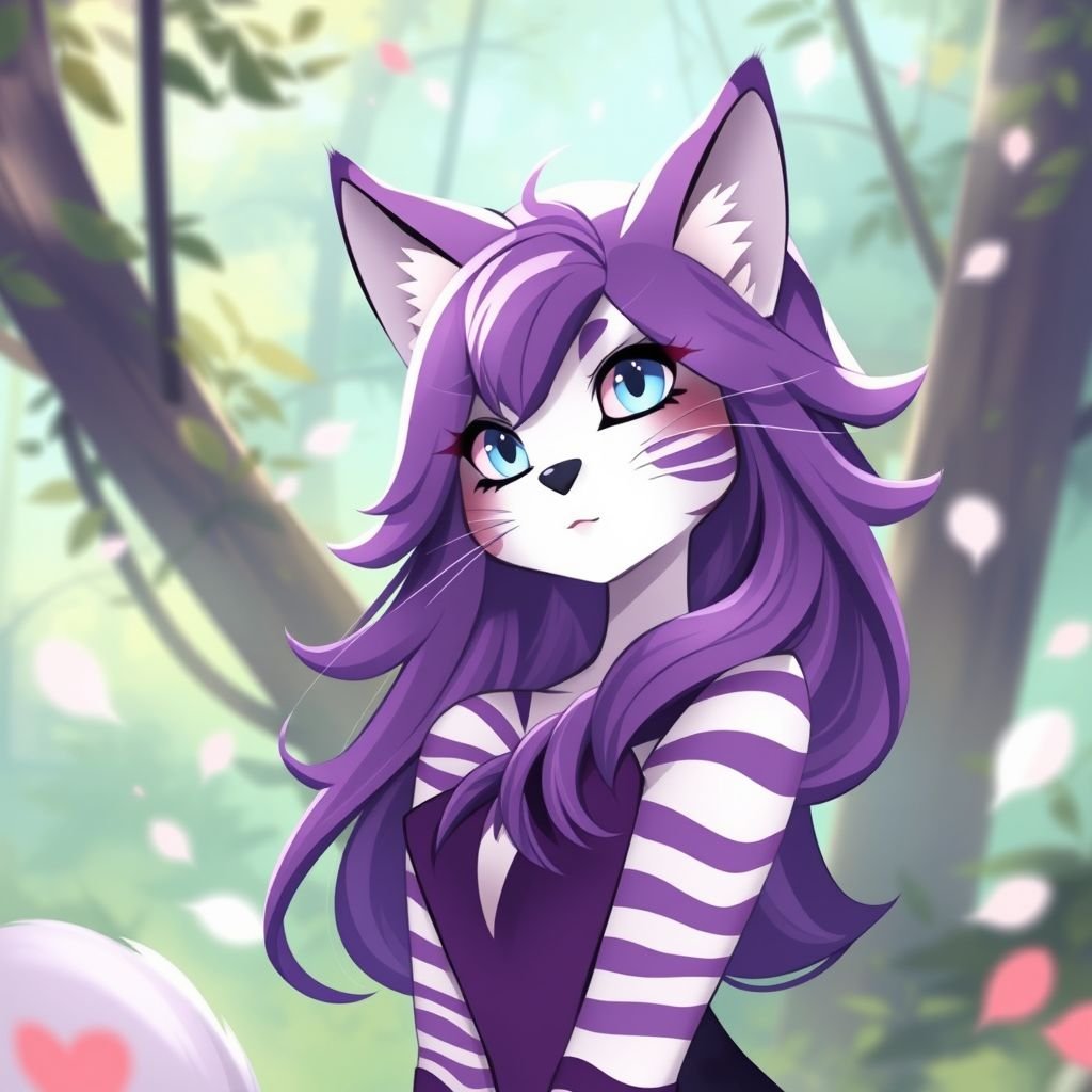 furry girl cat, purple color, blue | furry.ai