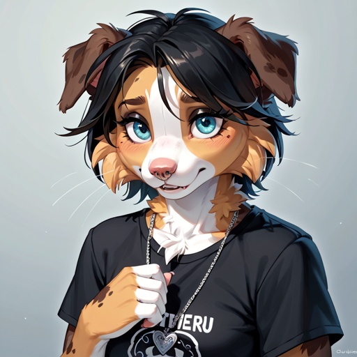 Shy Australian shepherd nerd female goth | furry.ai
