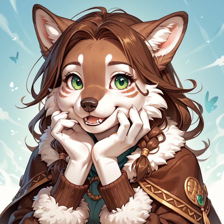 No white fur on cheeks, mouth, | furry.ai