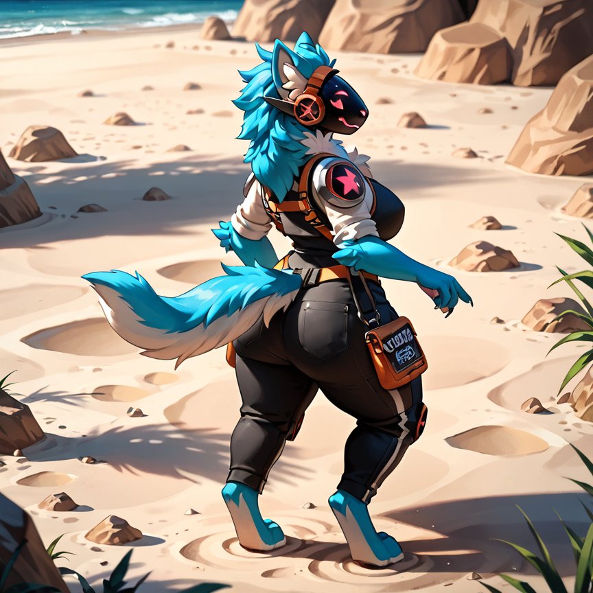 A busty tomboy Protogen walks on | furry.ai