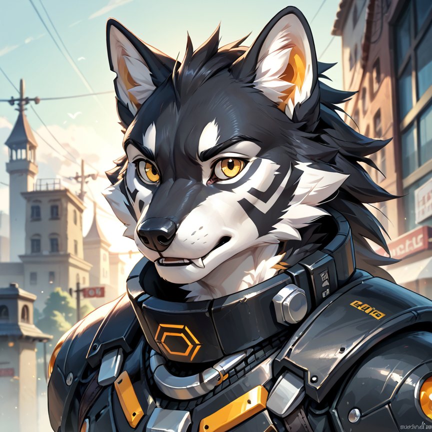 A full robotic drone black wolf | furry.ai