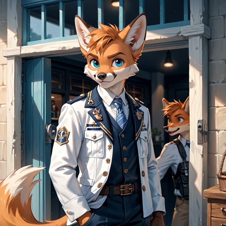 A young male fox dressed as | furry.ai