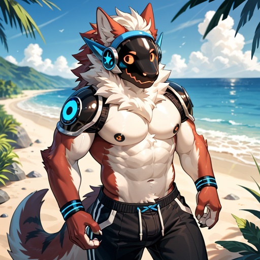 A male protogen, muscular, gay, smoken | furry.ai